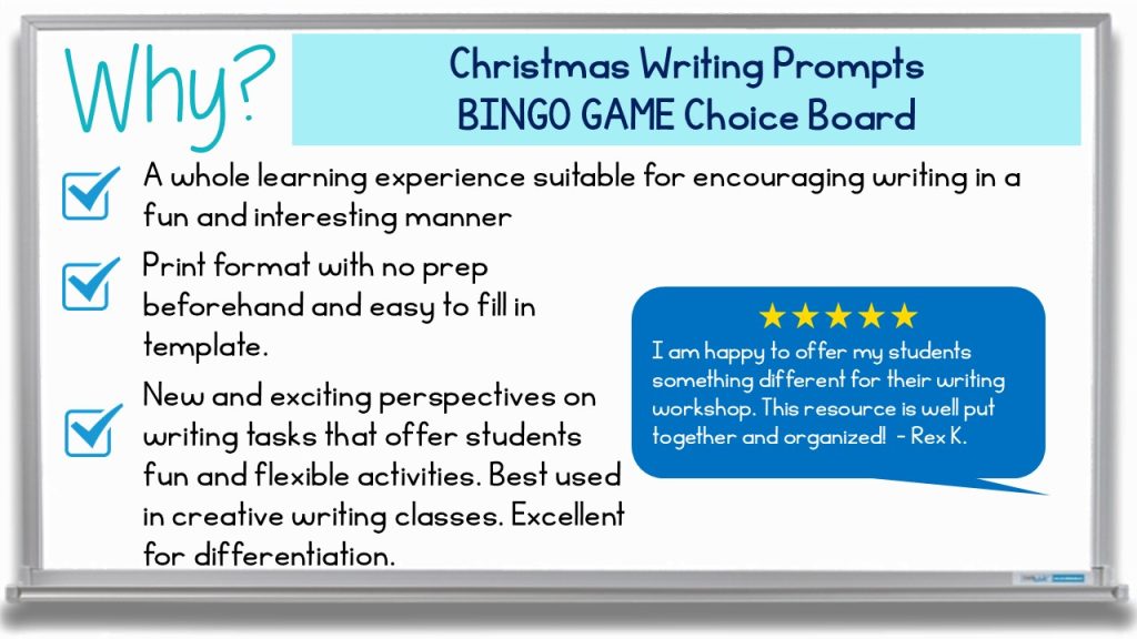 Christmas Writing Prompts Bingo Creative Writing Morning Work Choice ...