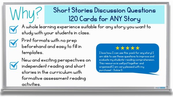 Short Stories Discussion Questions - Book Club Discussion Cards for Any ...
