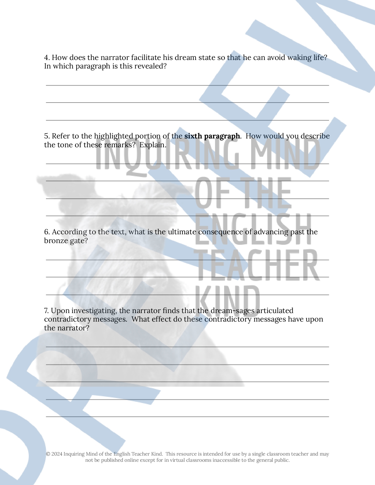"Ex Oblivione" by H.P. Lovecraft Close Reading Analysis Worksheet ...