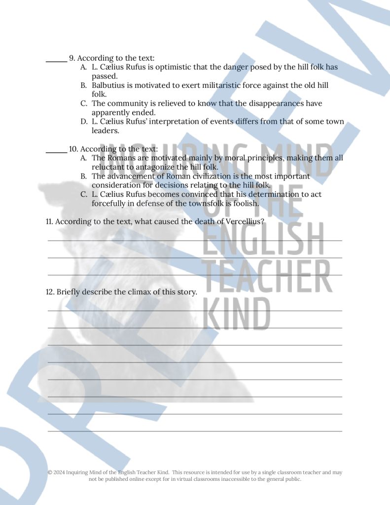 "The Very Old Folk" by H.P. Lovecraft Close Reading Analysis Worksheet ...