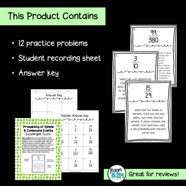 Probability of Simple and Compound Events Scavenger Hunt TEKS 7.6I ...