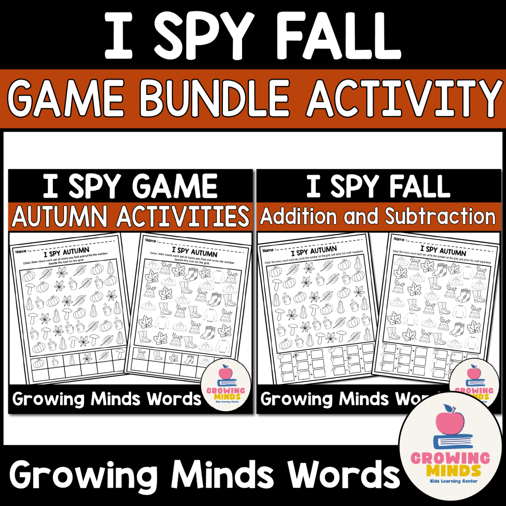 I spy Fall Bundle Simple , Addition and subtraction practice 20 Early ...