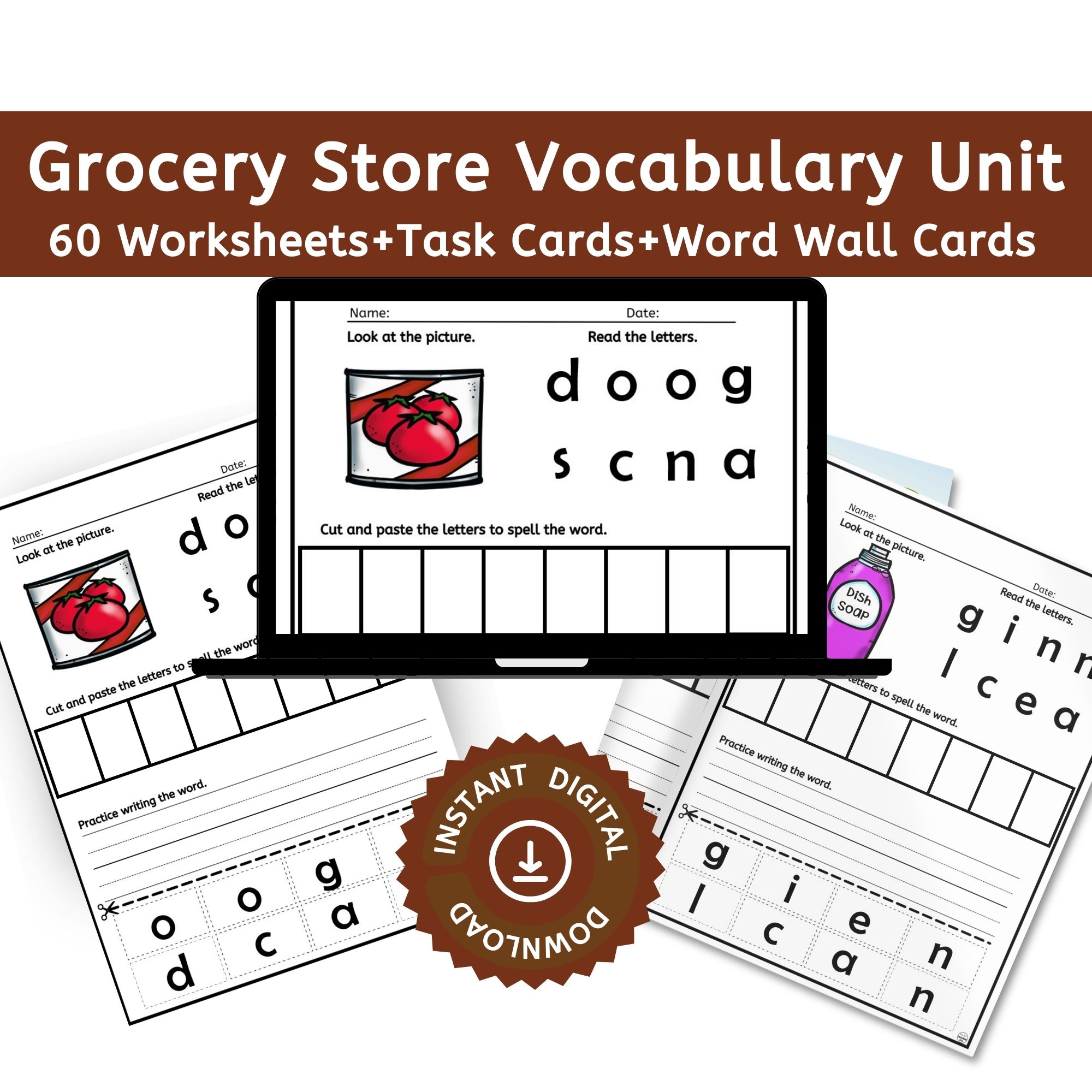 Life Skills Grocery Store Worksheets, Grocery Spelling Words, Task ...