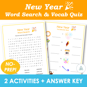 New Year + Chinese New Year Word Search & Vocabulary Quiz Bundle -ESL ...