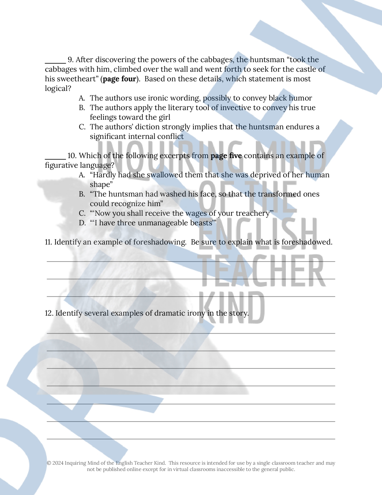 "Donkey Cabbages" by the Brothers Grimm Close Reading Analysis ...
