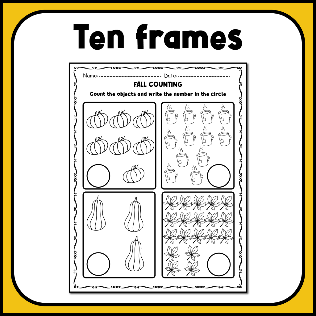 Fall Counting Objects Sets to 20 Worksheets – Kindergarten Morning Work ...