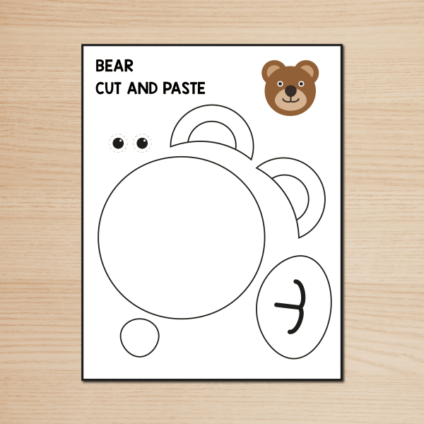 Bear Craft Template Printable - Cut and Paste Activity - Build a Bear ...