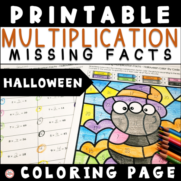 Halloween Multiplication Coloring Worksheet Activity 3rd Grade Color by ...