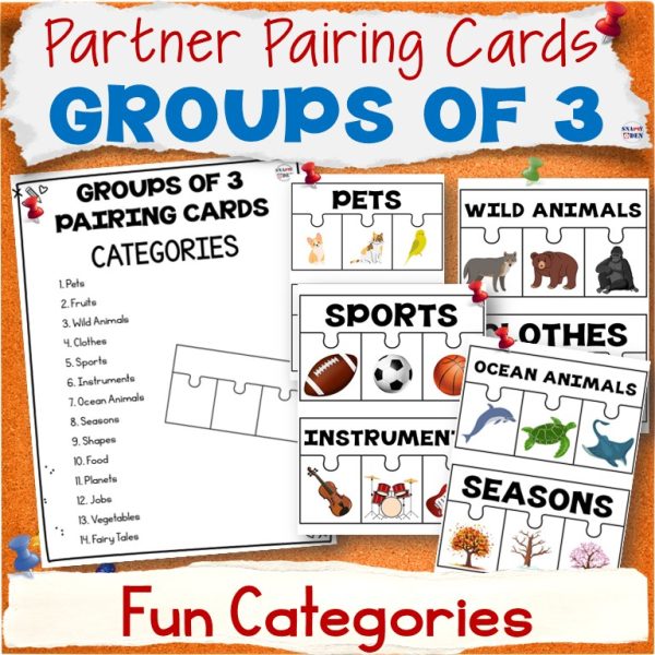 Small Group Partner Pairing Cards Matching Cards Pick Match Groups of 3 ...