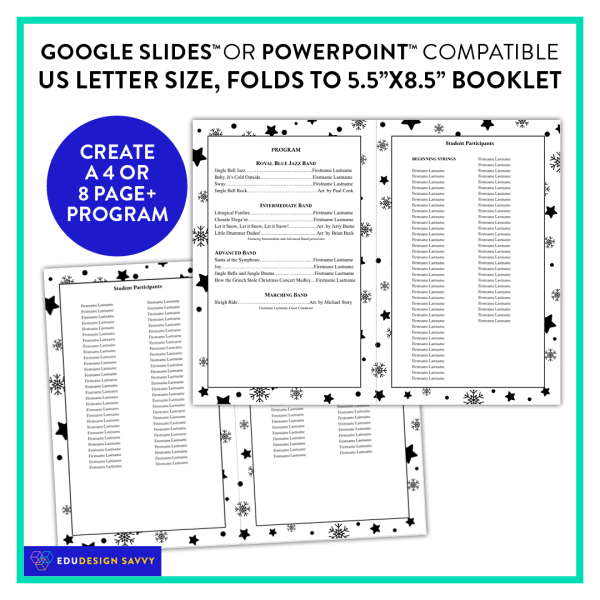 EDITABLE Winter Holiday Concert Music Program Booklet - Foldable Design ...