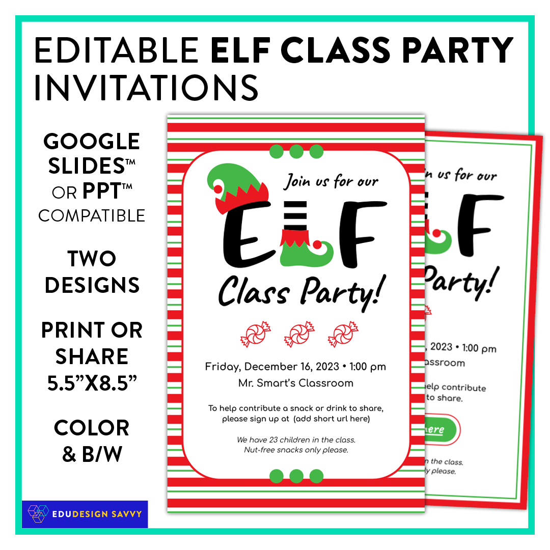 Editable Elf Class Party Invitation - 2 designs! | Made By Teachers
