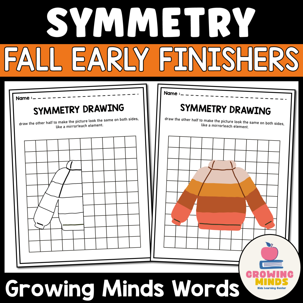 Fall Symmetry Drawing Early Finishers Activities - Fun Math Art Center ...