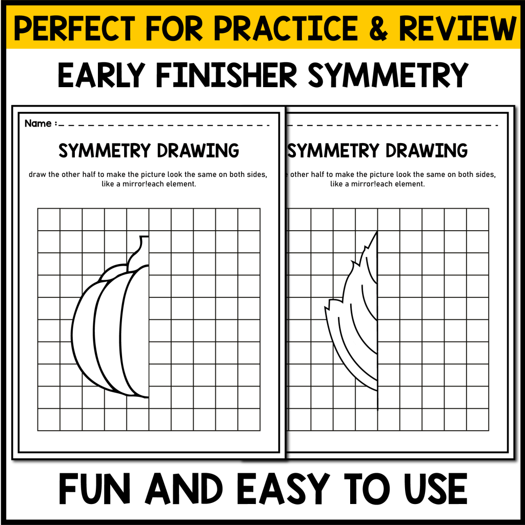 Fall Symmetry Drawing Early Finishers Activities - Fun Math Art Center ...