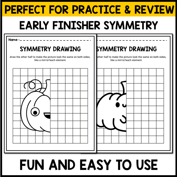 Fall Pumpkin Symmetry Drawing Early Finishers Activities - Fun Math Art ...