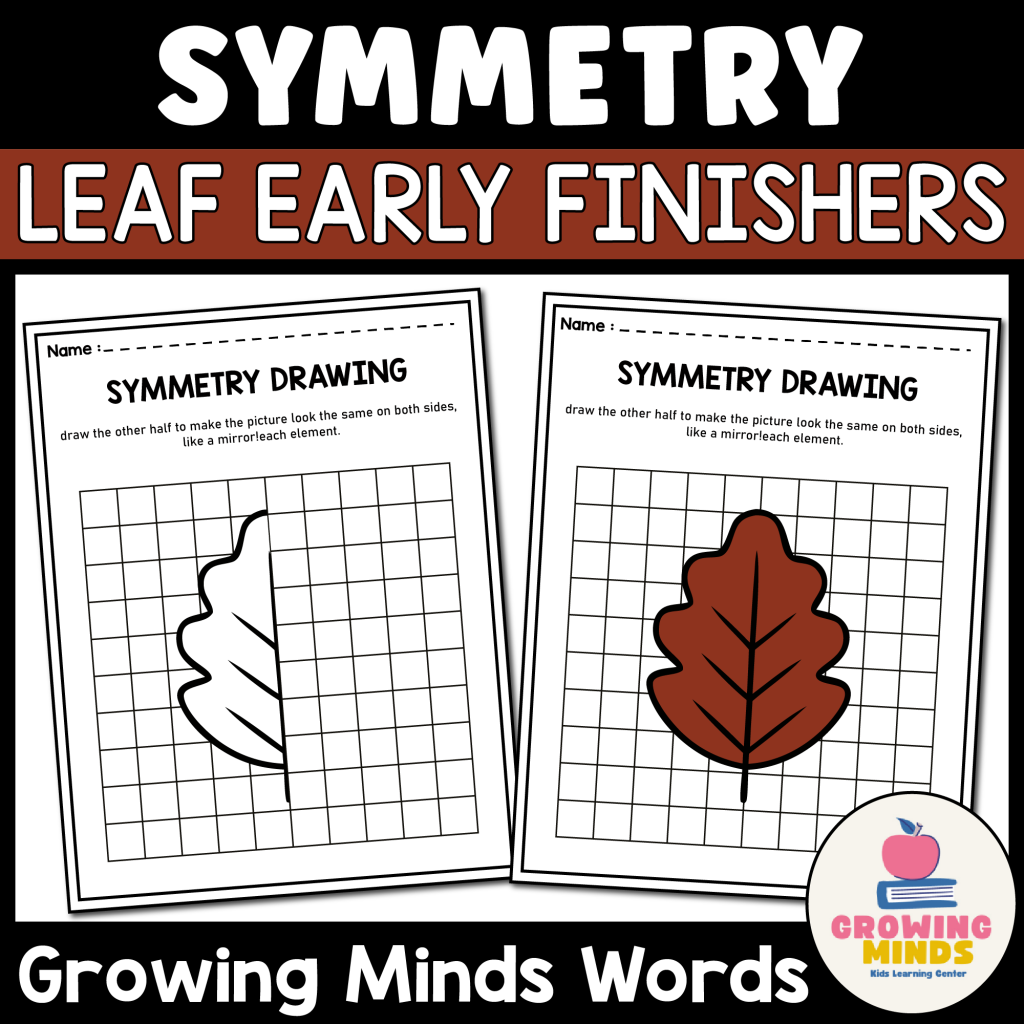 Fall Leaf Symmetry Drawing Early Finishers Activities - Fun Math Art ...