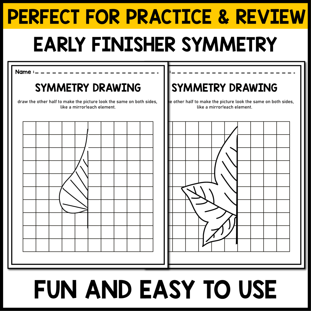Fall Leaf Symmetry Drawing Early Finishers Activities - Fun Math Art ...
