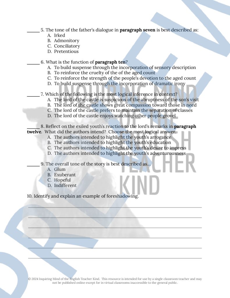 "The Three Languages" Activities Bundle for High School (Grimm's Fairy ...