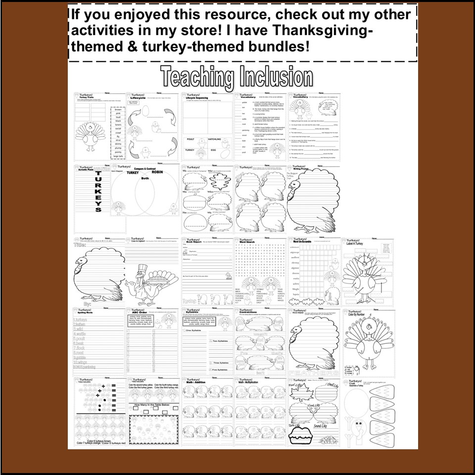 Thanksgiving Turkey Craft Thankful Activity Coloring Writing Art | Made ...