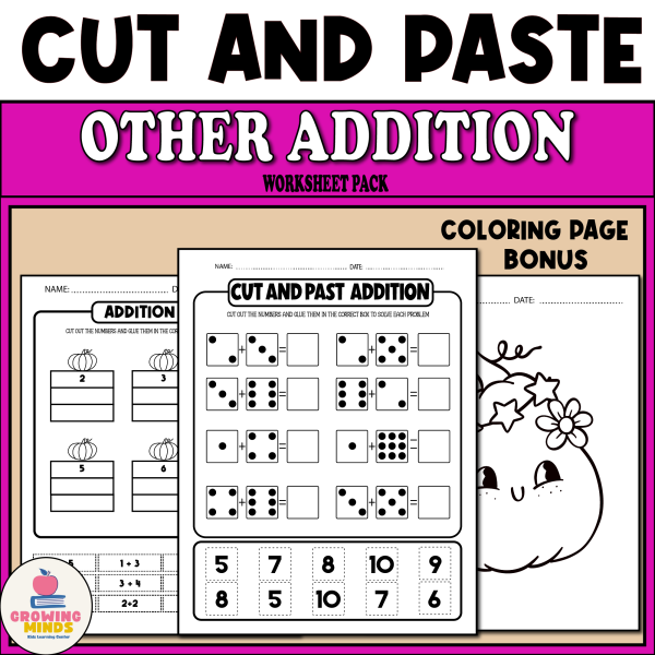 Fall Cut and Paste Addition to 10 Worksheets - Fall Math Centers ...