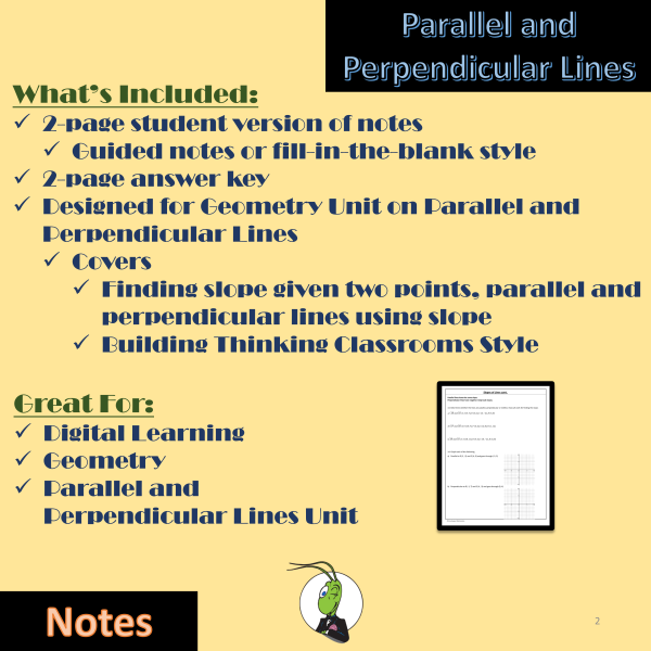 Slopes of Lines Geometry Guided Notes Parallel and Perpendicular - Made ...