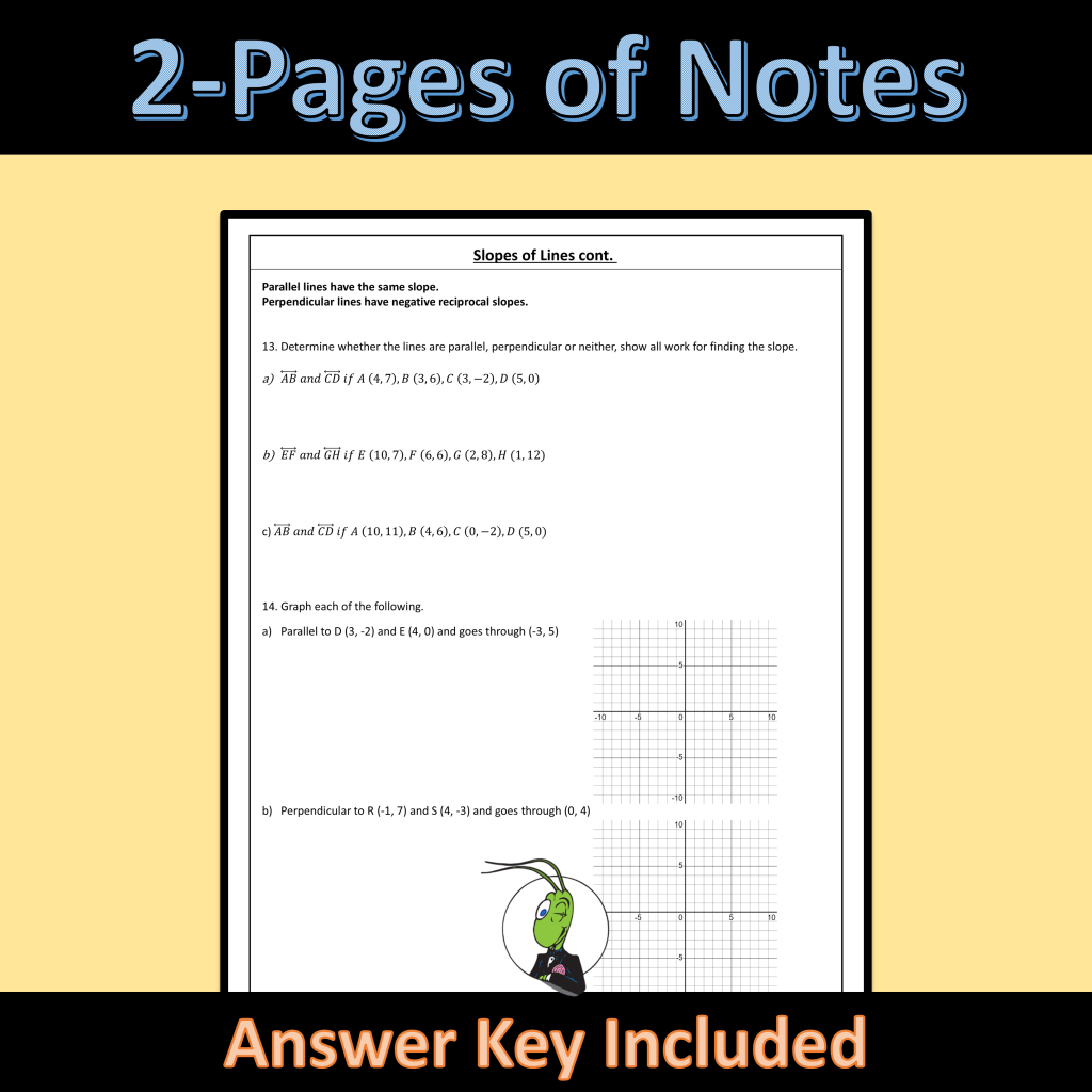 Slopes of Lines Geometry Guided Notes Parallel and Perpendicular - Made ...
