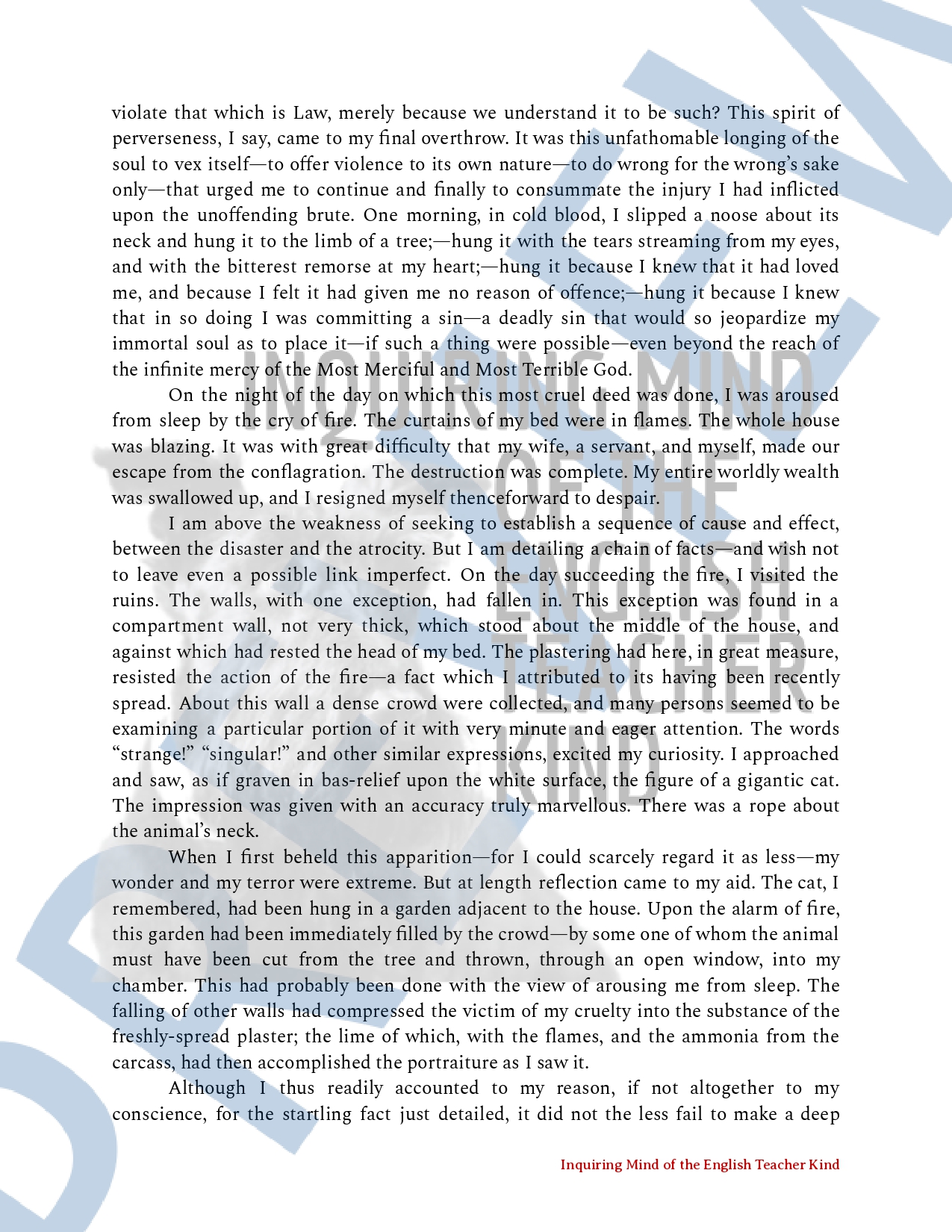 "The Black Cat" by Edgar Allan Poe Vocabulary Games for High School ...