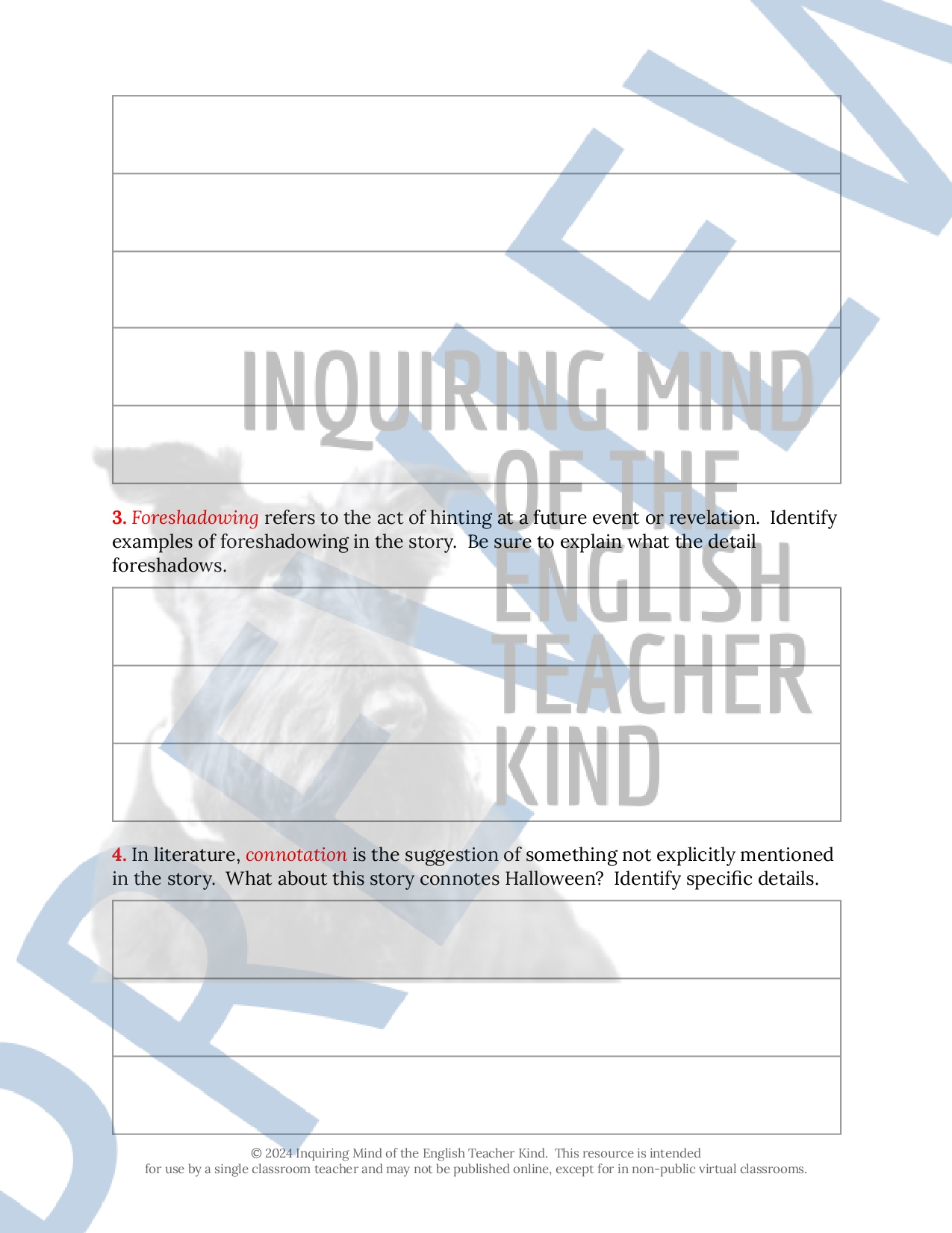 "The Black Cat" by Edgar Allan Poe Literary Craft Analysis Worksheet ...
