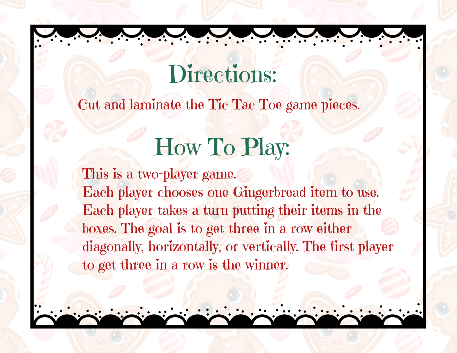Gingerbread Kid Tic Tac Toe | Made By Teachers