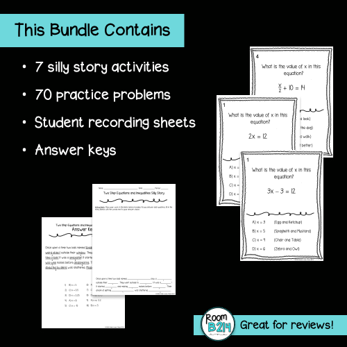 Equations and Inequalities Silly Story BUNDLE TEKS 6.10A 7.11A 7.11C ...