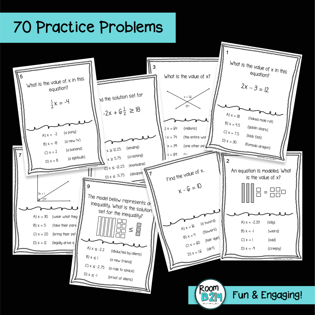Equations and Inequalities Silly Story BUNDLE TEKS 6.10A 7.11A 7.11C ...