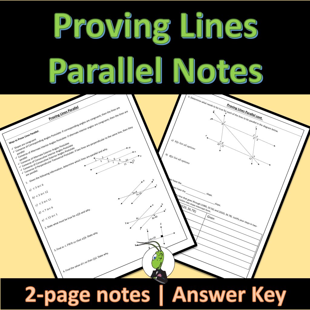 Proving Lines Parallel Geometry Guided Notes Parallel and Perpendicular ...