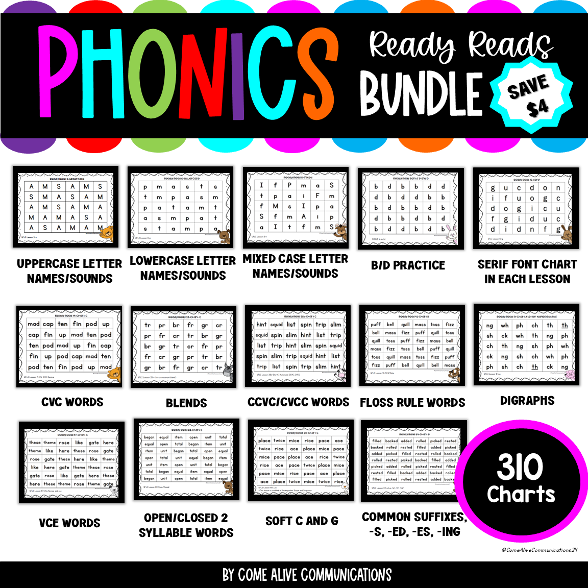 Kindergarten Bundle Alphabet, CVC, Blends, Digraphs, VCe and More ...