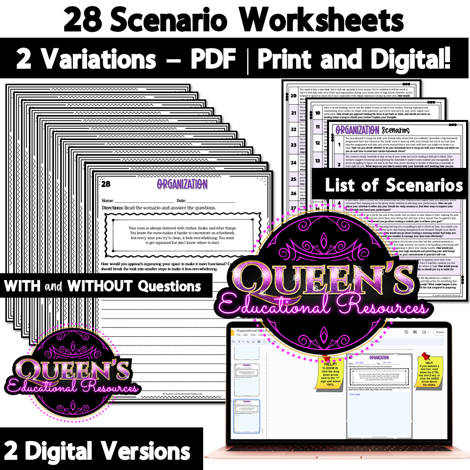 Organizational Skills Scenarios | Time Management Scenarios | Situation ...
