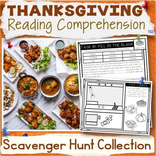 Thanksgiving Food Reading Comprehension Passage Scavenger Hunt ELA Game ...