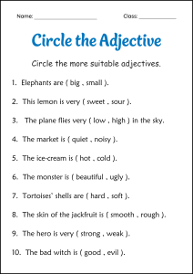 Circle the Adjectives Grammar Worksheets 2nd and 3rd Grade | Made By ...