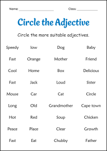 Circle the Adjectives Grammar Worksheets 2nd and 3rd Grade | Made By ...