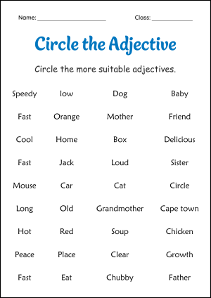 Circle the Adjectives Grammar Worksheets 2nd and 3rd Grade | Made By ...