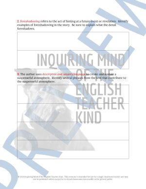 "The Interlopers" by Saki Literary Craft Analysis Worksheet for High ...