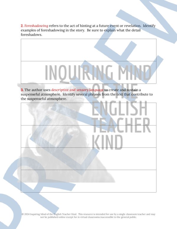 "The Interlopers" by Saki Literary Craft Analysis Worksheet for High ...