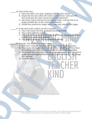 "The Interlopers" by Saki Quiz and Answer Key - Made By Teachers