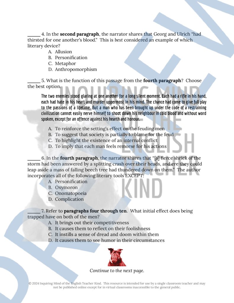 "The Interlopers" by Saki Quiz, Close Reading Activities, and ...