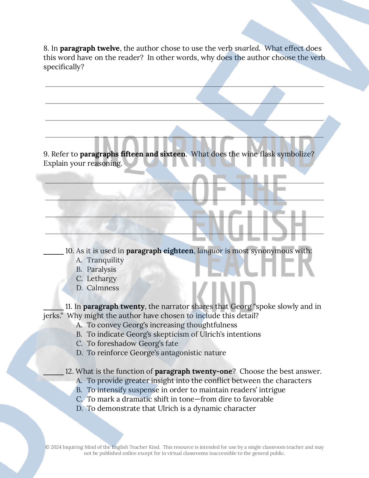 "The Interlopers" by Saki Quiz, Close Reading Activities, and ...