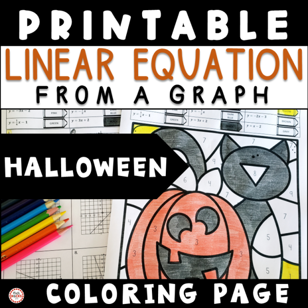 Halloween Writing Linear Equations From Graphs Coloring Page 8th Grade ...