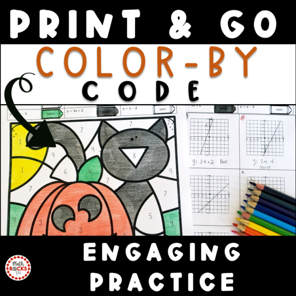 Halloween Writing Linear Equations From Graphs Coloring Page 8th Grade ...
