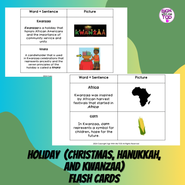 Holidays (Christmas, Kwanzaa, and Hanukkah) Vocabulary Flashcards ...