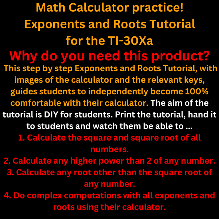 Exponents and Roots Tutorial for your TI-30Xa Calculator - Made By Teachers