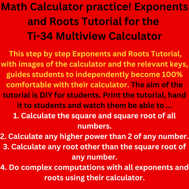 Exponents and Roots Tutorial for your TI-34 Multiview Calculator - Made ...