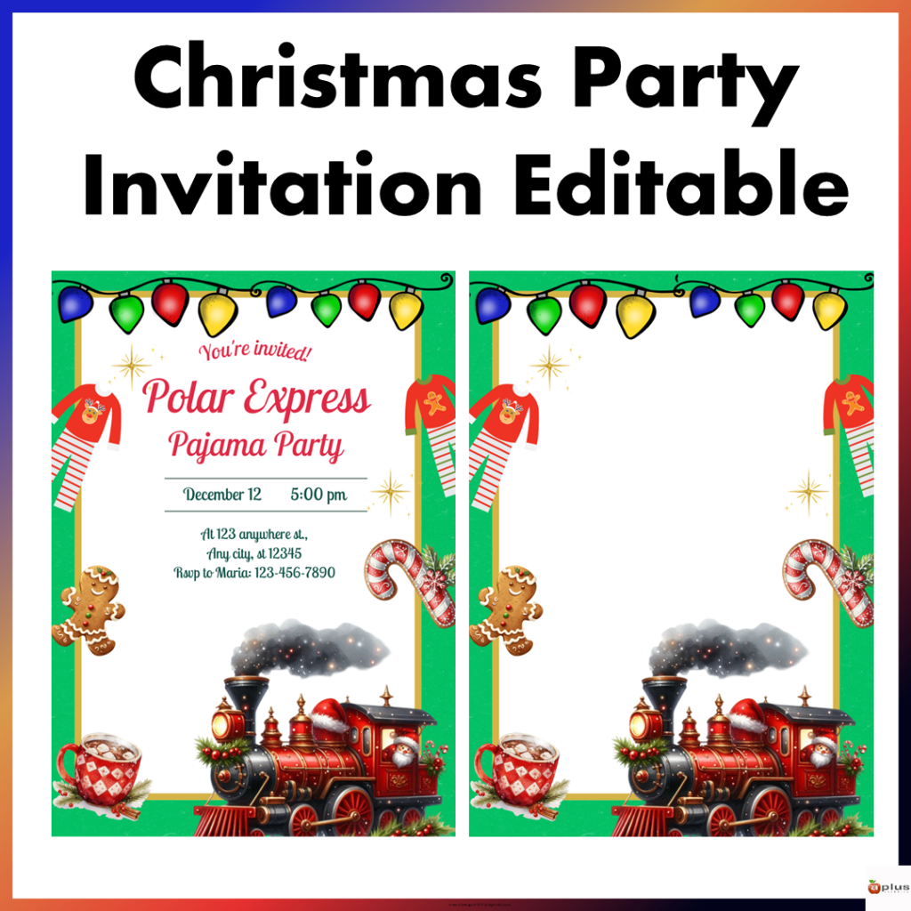 Christmas Polar Express Pajama Party Invitation Editable | Made By Teachers