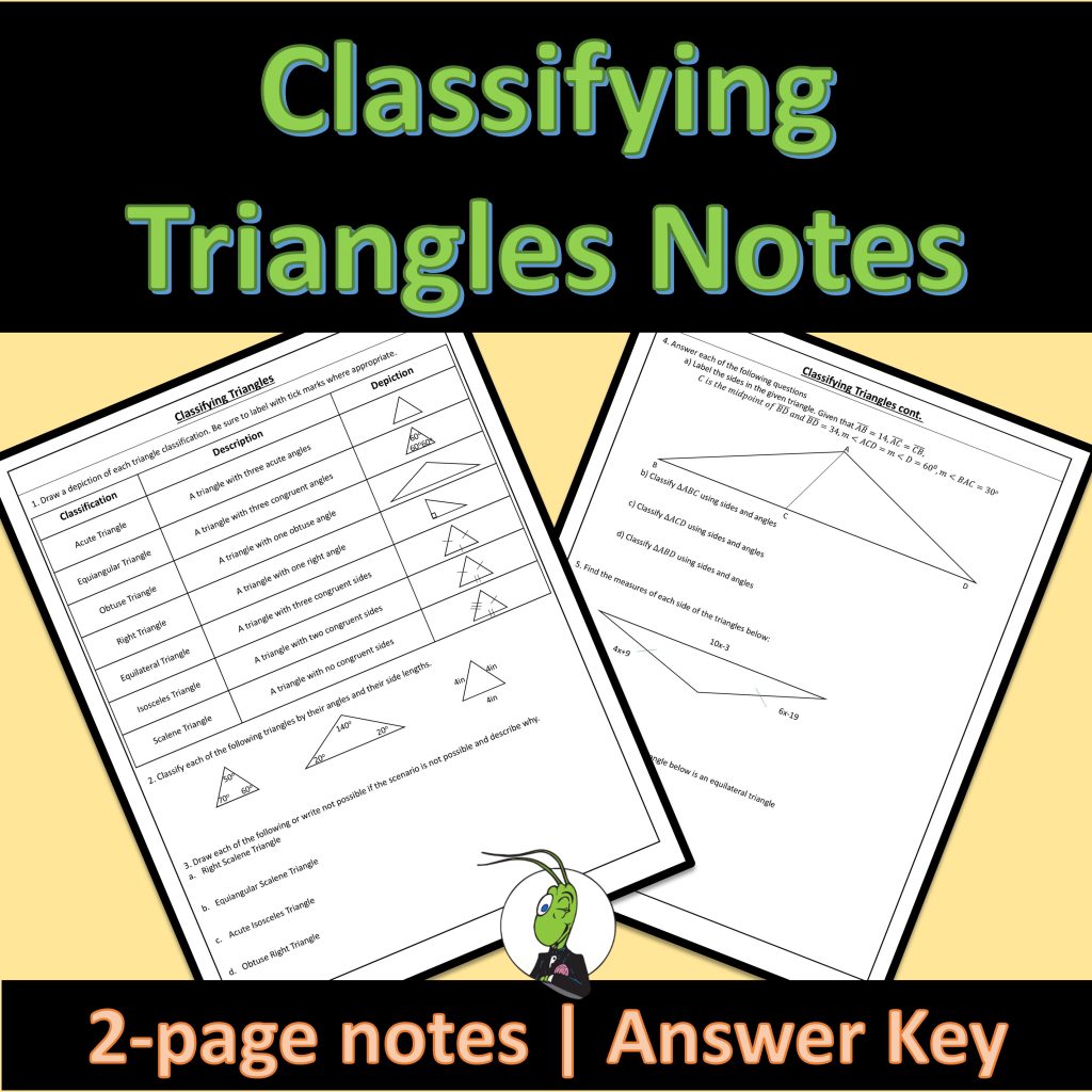 Classifying Triangles Geometry Guided Notes Congruent Triangles Unit ...