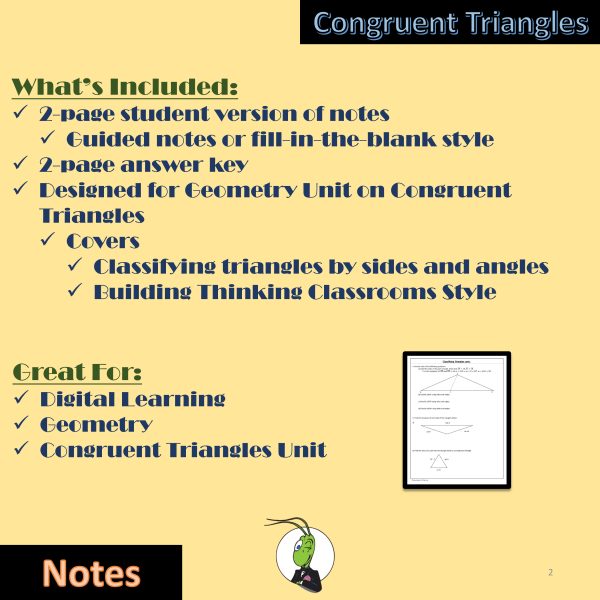 Classifying Triangles Geometry Guided Notes Congruent Triangles Unit ...